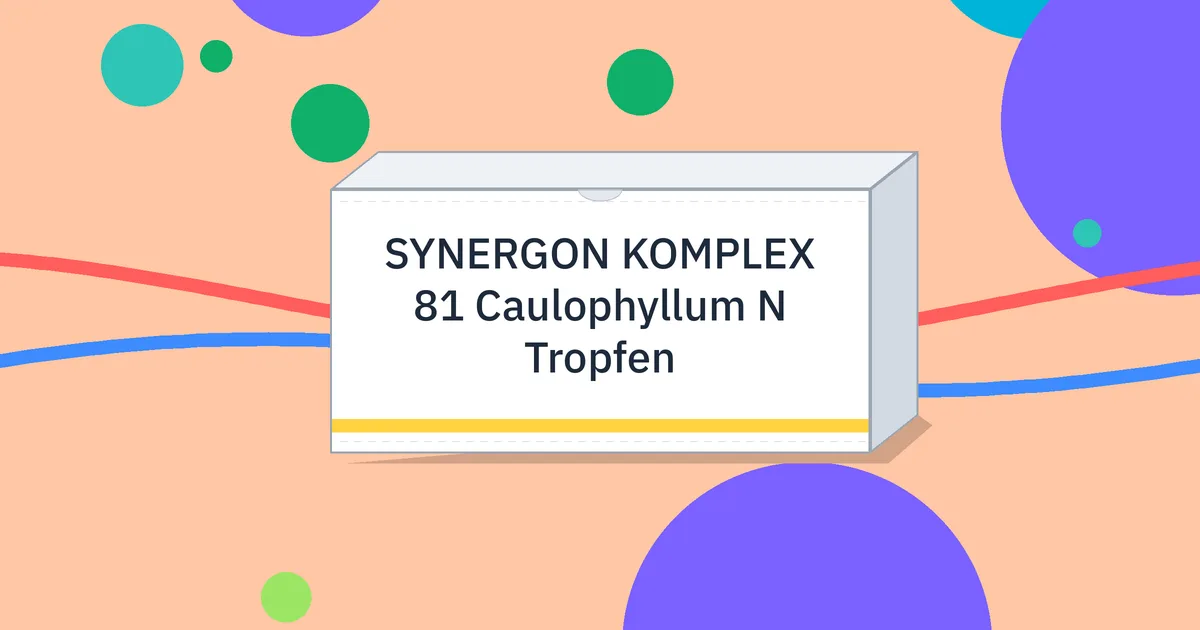 Symbolbild: Packung mit der Aufschrift SYNERGON KOMPLEX 81 Caulophyllum N Tropfen (PZN 04905407) – Verfügbarkeit und Bezug in Apotheken in Frankfurt am Main