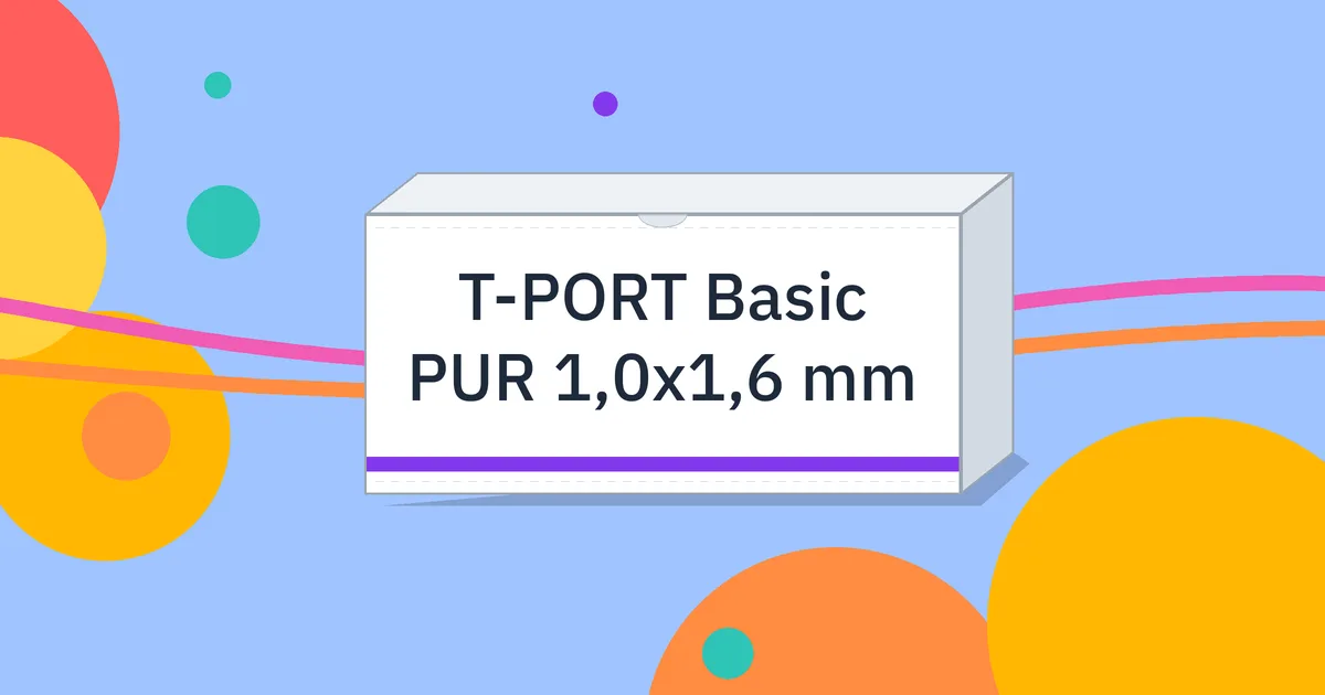 Symbolbild: Packung mit der Aufschrift T-PORT Basic PUR 1,0x1,6 mm (PZN 17588859) – Verfügbarkeit und Bezug in Apotheken in Frankfurt am Main