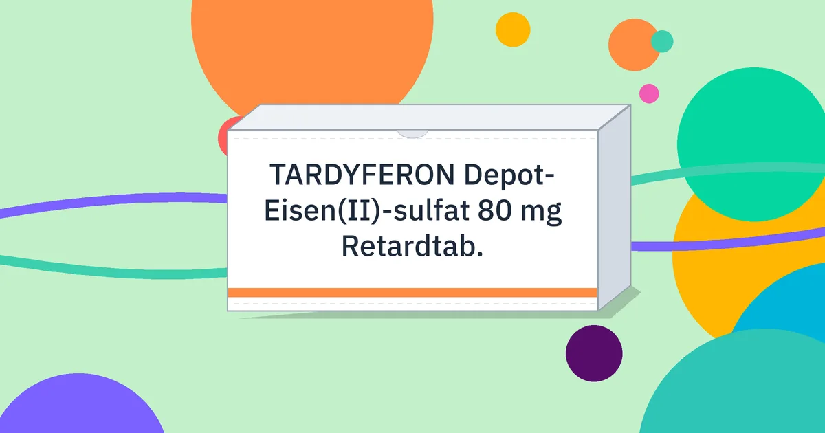 Symbolbild: Packung mit der Aufschrift TARDYFERON Depot-Eisen(II)-sulfat 80 mg Retardtab. (PZN 03125794) – Verfügbarkeit und Bezug in Apotheken in Frankfurt am Main