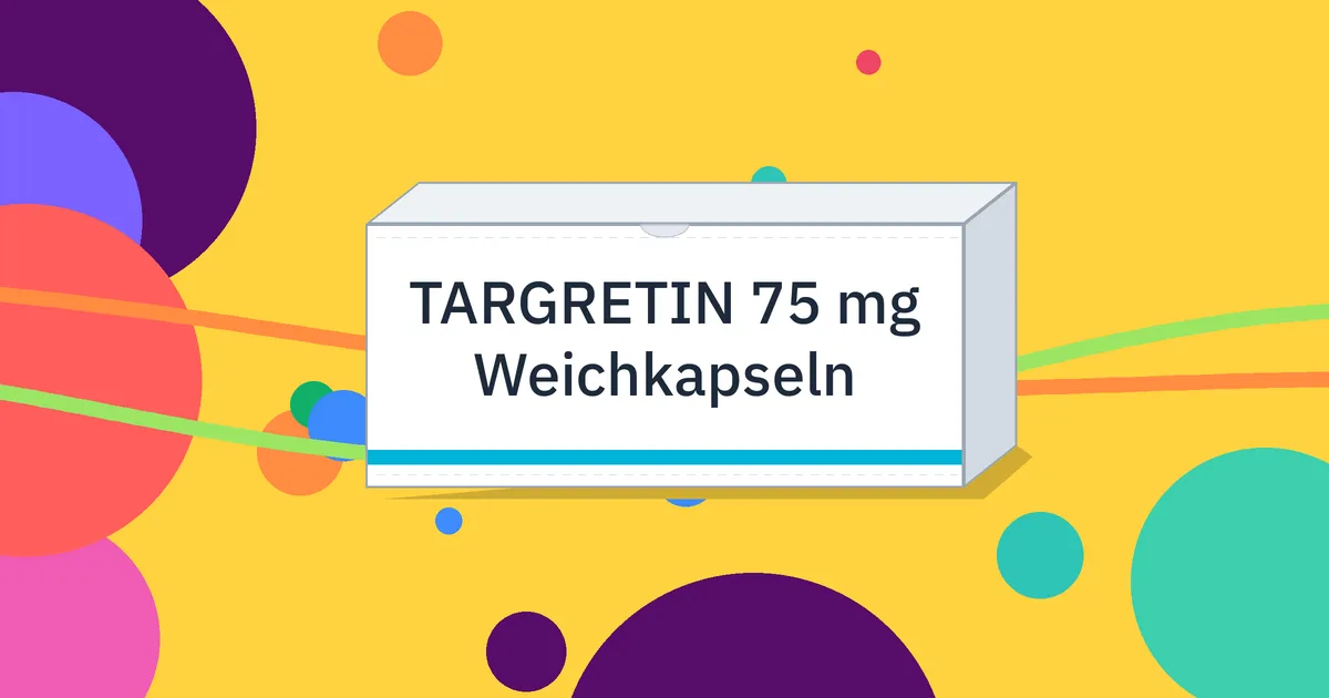 Symbolbild: Packung mit der Aufschrift TARGRETIN 75 mg Weichkapseln (PZN 13306284) – Verfügbarkeit und Bezug in Apotheken in Frankfurt am Main