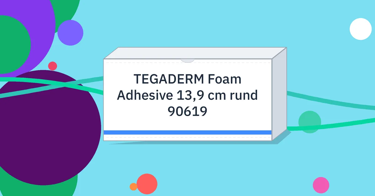 Symbolbild: Packung mit der Aufschrift TEGADERM Foam Adhesive 13,9 cm rund 90619 (PZN 13886057) – Verfügbarkeit und Bezug in Apotheken in Frankfurt am Main