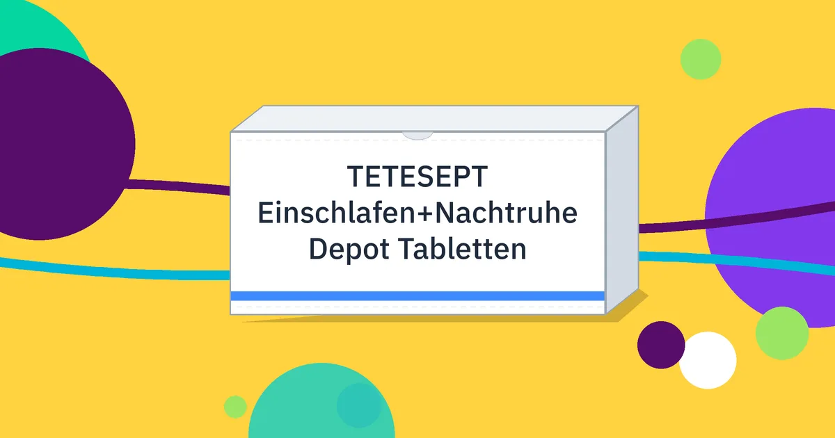 Symbolbild: Packung mit der Aufschrift TETESEPT Einschlafen+Nachtruhe Depot Tabletten (PZN 19054180) – Verfügbarkeit und Bezug in Apotheken in Frankfurt am Main