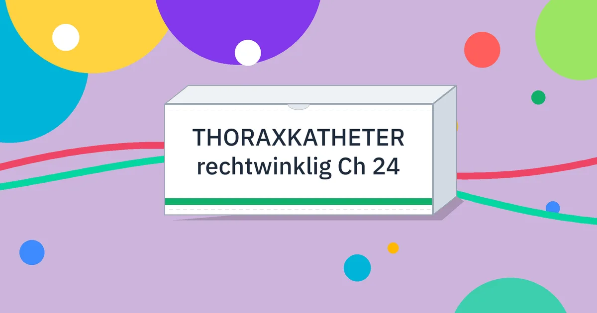 Symbolbild: Packung mit der Aufschrift THORAXKATHETER rechtwinklig Ch 24 (PZN 10033779) – Verfügbarkeit und Bezug in Apotheken in Frankfurt am Main