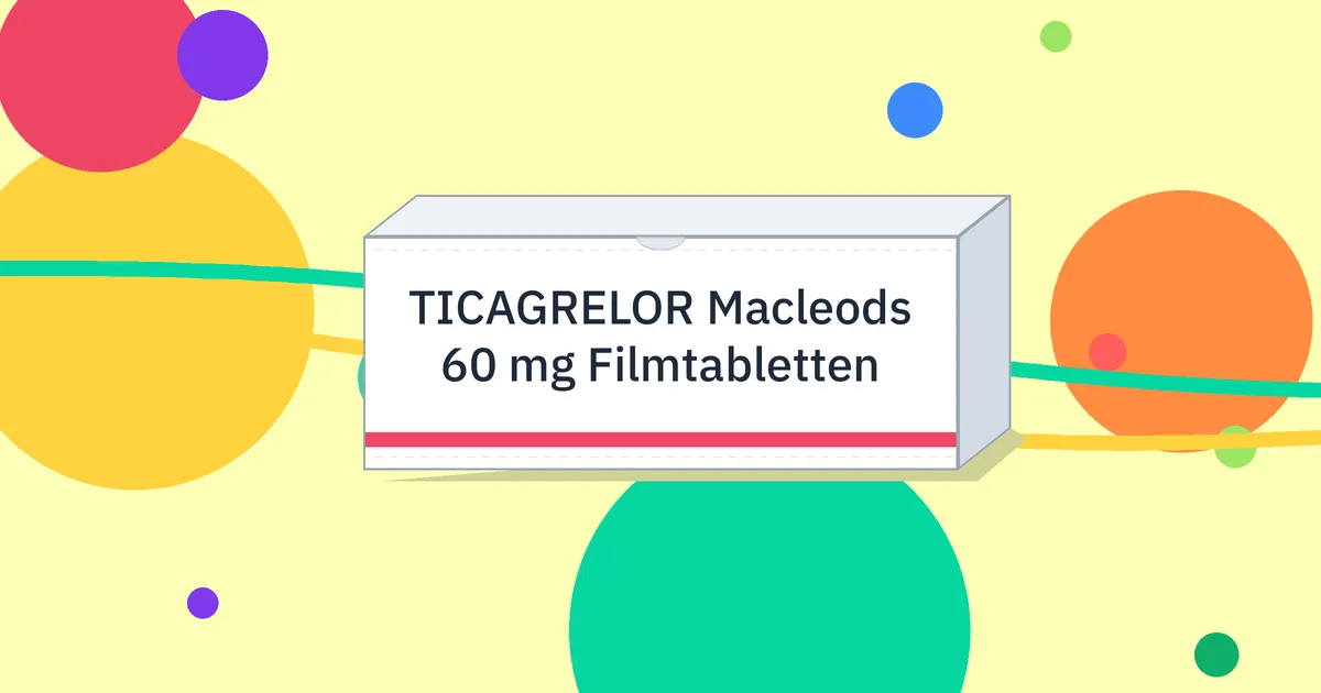 Symbolbild: Packung mit der Aufschrift TICAGRELOR Macleods 60 mg Filmtabletten (PZN 20140594) – Verfügbarkeit und Bezug in Apotheken in Frankfurt am Main