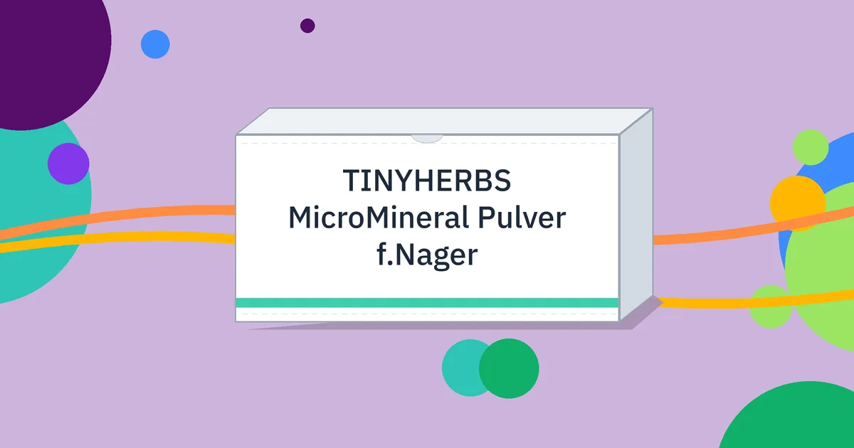 Symbolbild: Packung mit der Aufschrift TINYHERBS MicroMineral Pulver f.Nager (PZN 19623933) – Verfügbarkeit und Bezug in Apotheken in Frankfurt am Main