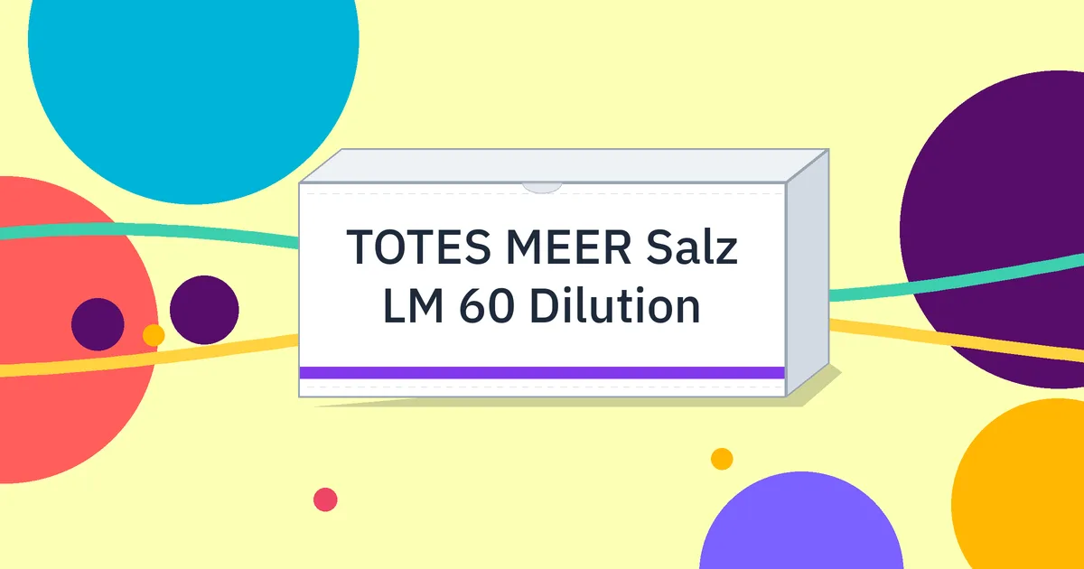 Symbolbild: Packung mit der Aufschrift TOTES MEER Salz LM 60 Dilution (PZN 13226438) – Verfügbarkeit und Bezug in Apotheken in Frankfurt am Main