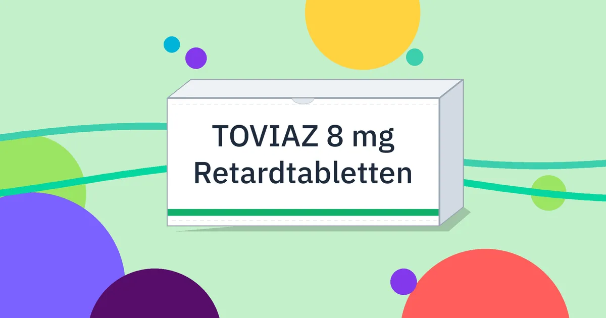 Symbolbild: Packung mit der Aufschrift TOVIAZ 8 mg Retardtabletten (PZN 06130560) – Verfügbarkeit und Bezug in Apotheken in Frankfurt am Main