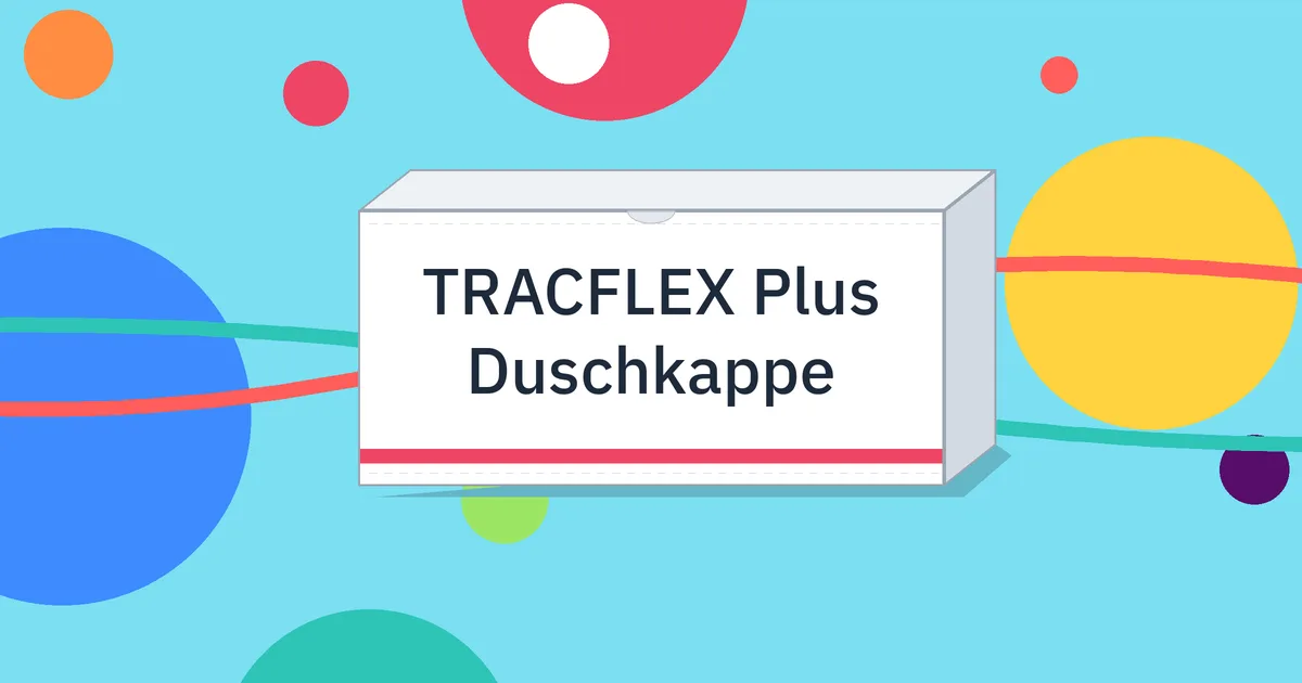 Symbolbild: Packung mit der Aufschrift TRACFLEX Plus Duschkappe (PZN 05033292) – Verfügbarkeit und Bezug in Apotheken in Frankfurt am Main