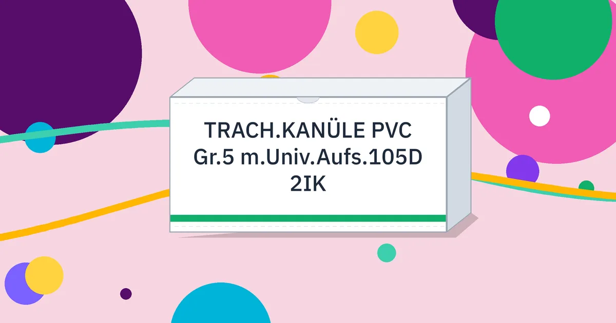 Symbolbild: Packung mit der Aufschrift TRACH.KANÜLE PVC Gr.5 m.Univ.Aufs.105D 2IK (PZN 06994303) – Verfügbarkeit und Bezug in Apotheken in Frankfurt am Main