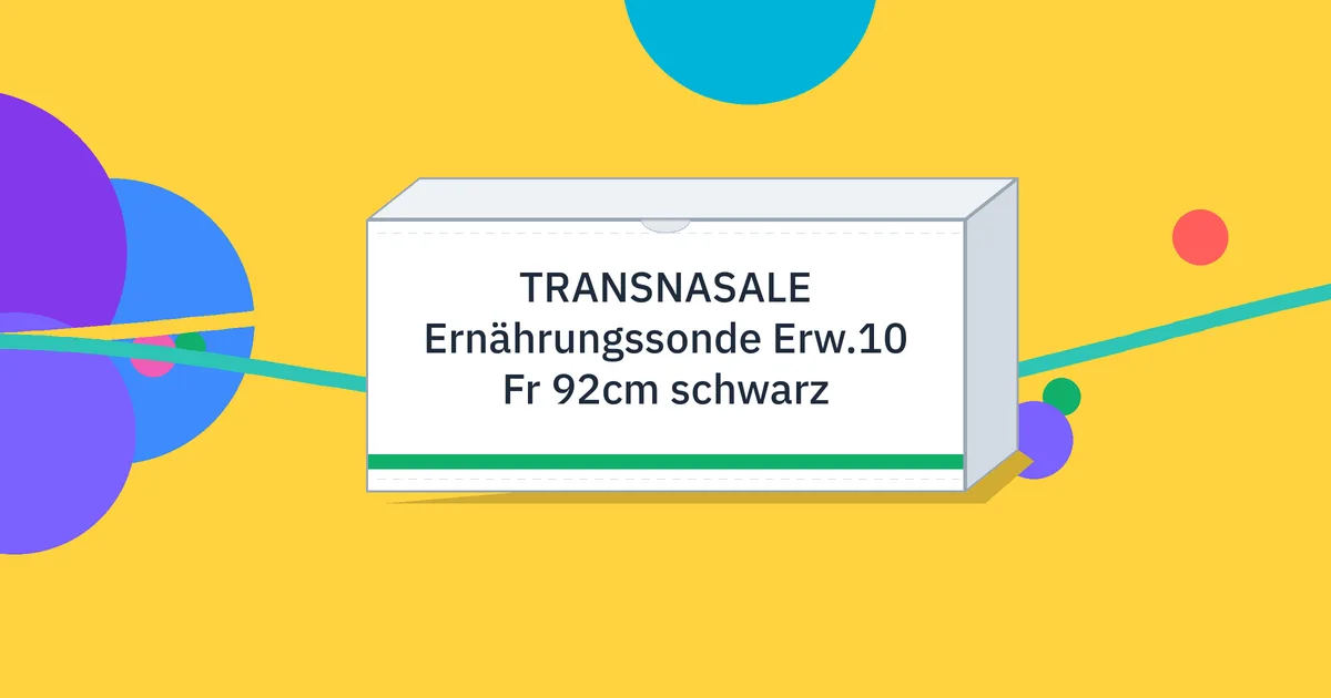 Symbolbild: Packung mit der Aufschrift TRANSNASALE Ernährungssonde Erw.10 Fr 92cm schwarz (PZN 19996930) – Verfügbarkeit und Bezug in Apotheken in Frankfurt am Main