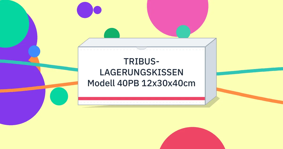 Symbolbild: Packung mit der Aufschrift TRIBUS-LAGERUNGSKISSEN Modell 40PB 12x30x40cm (PZN 20407672) – Verfügbarkeit und Bezug in Apotheken in Frankfurt am Main