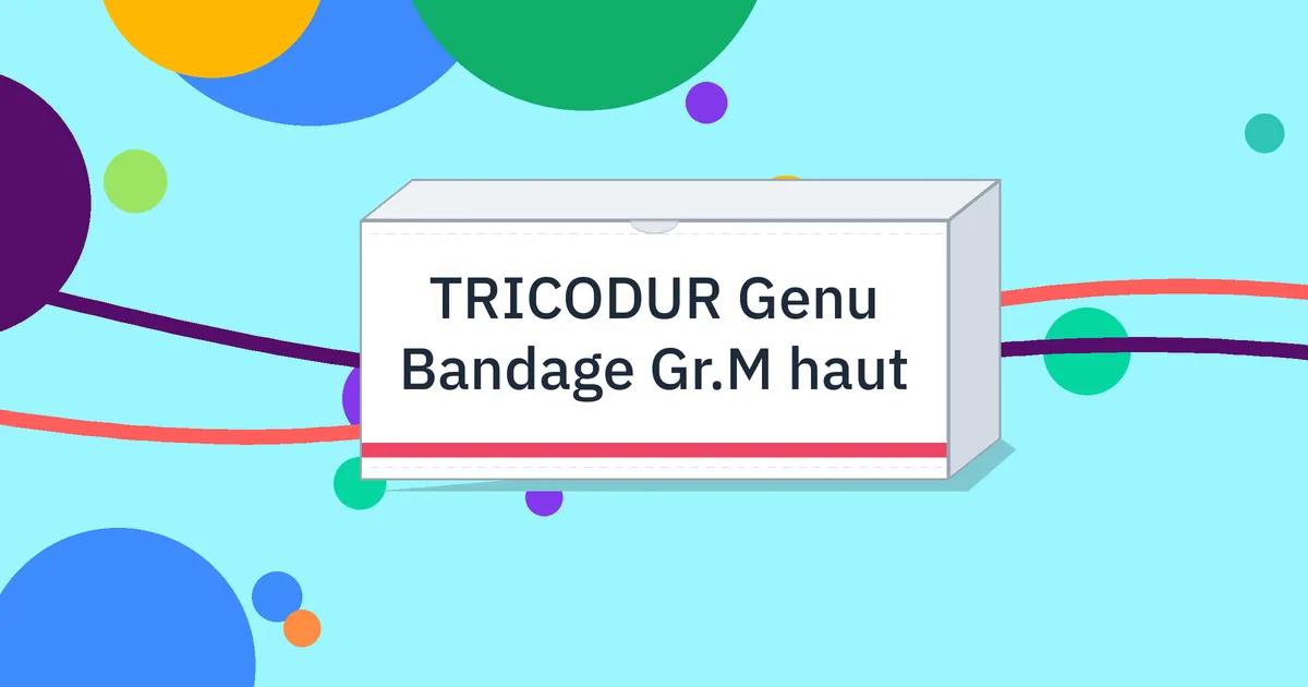 Symbolbild: Packung mit der Aufschrift TRICODUR Genu Bandage Gr.M haut (PZN 03094131) – Verfügbarkeit und Bezug in Apotheken in Frankfurt am Main