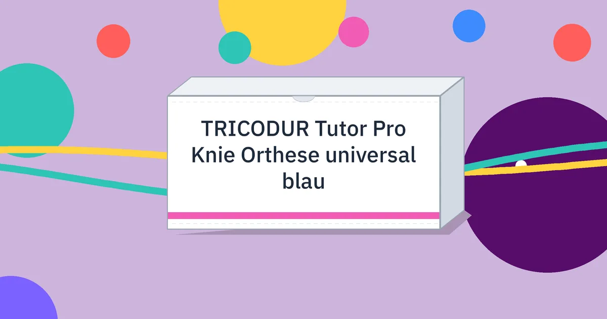 Symbolbild: Packung mit der Aufschrift TRICODUR Tutor Pro Knie Orthese universal blau (PZN 10009829) – Verfügbarkeit und Bezug in Apotheken in Frankfurt am Main