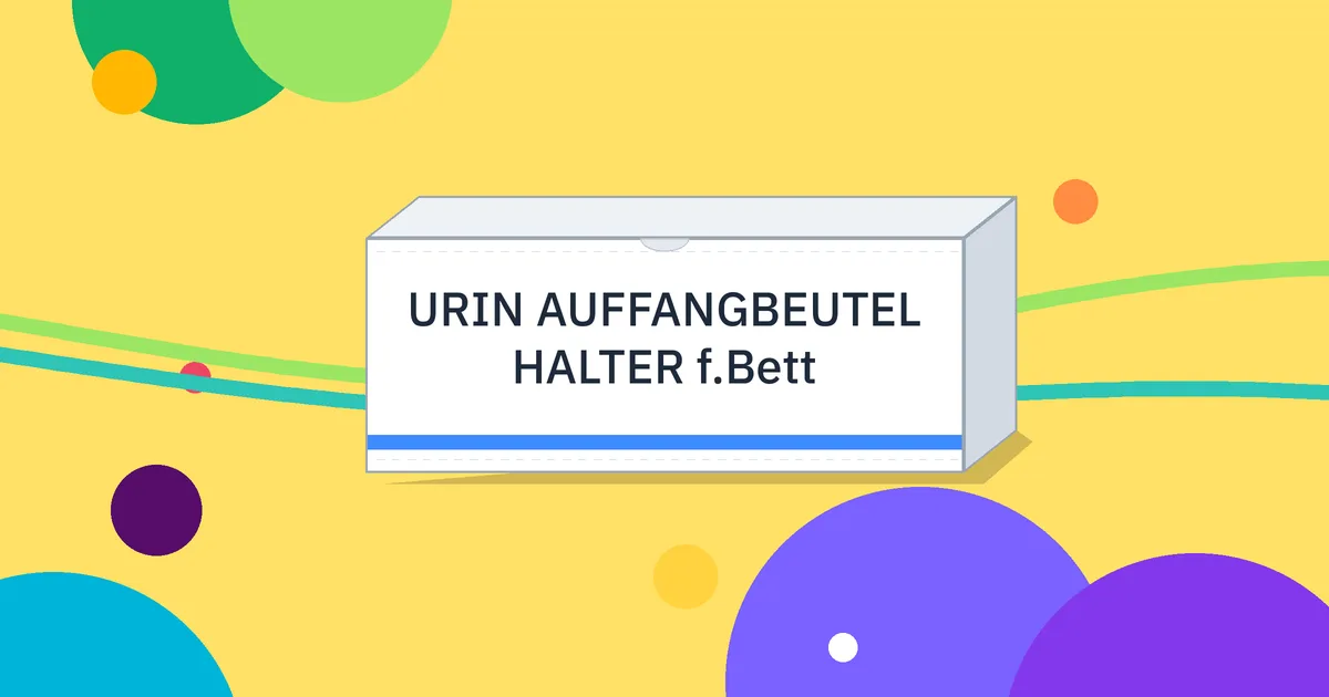 Symbolbild: Packung mit der Aufschrift URIN AUFFANGBEUTEL HALTER f.Bett (PZN 01739948) – Verfügbarkeit und Bezug in Apotheken in Frankfurt am Main
