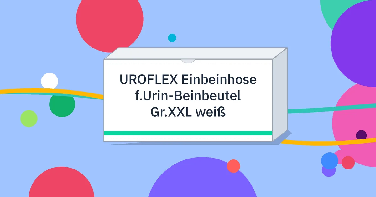 Symbolbild: Packung mit der Aufschrift UROFLEX Einbeinhose f.Urin-Beinbeutel Gr.XXL weiß (PZN 20305428) – Verfügbarkeit und Bezug in Apotheken in Frankfurt am Main
