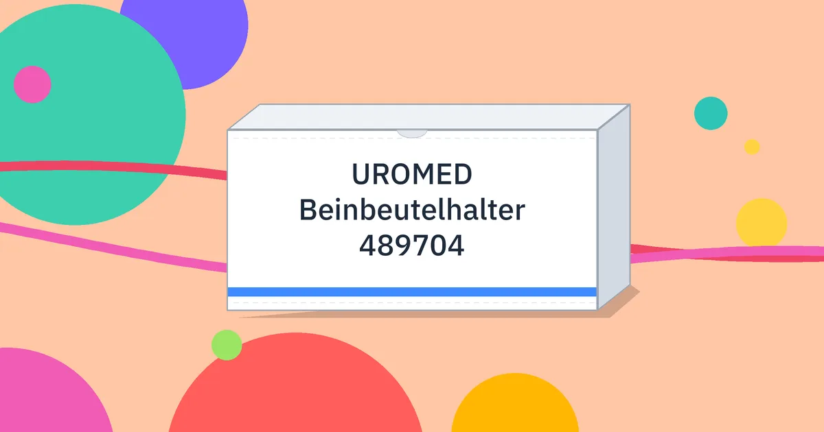 Symbolbild: Packung mit der Aufschrift UROMED Beinbeutelhalter 489704 (PZN 09704145) – Verfügbarkeit und Bezug in Apotheken in Frankfurt am Main
