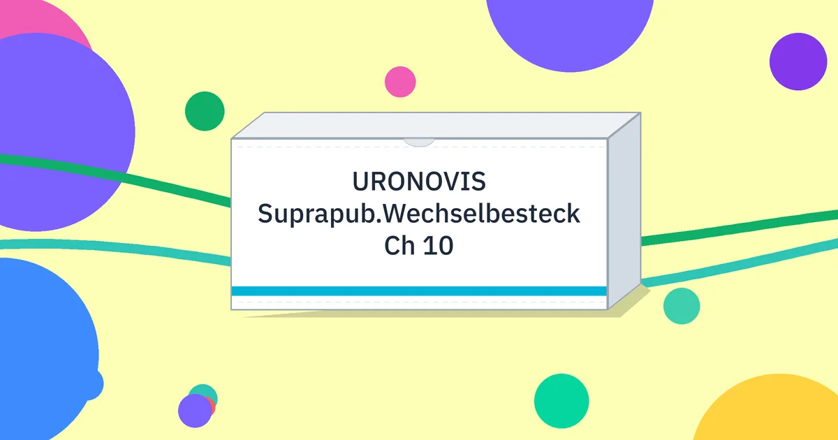 Symbolbild: Packung mit der Aufschrift URONOVIS Suprapub.Wechselbesteck Ch 10 (PZN 00796246) – Verfügbarkeit und Bezug in Apotheken in Frankfurt am Main