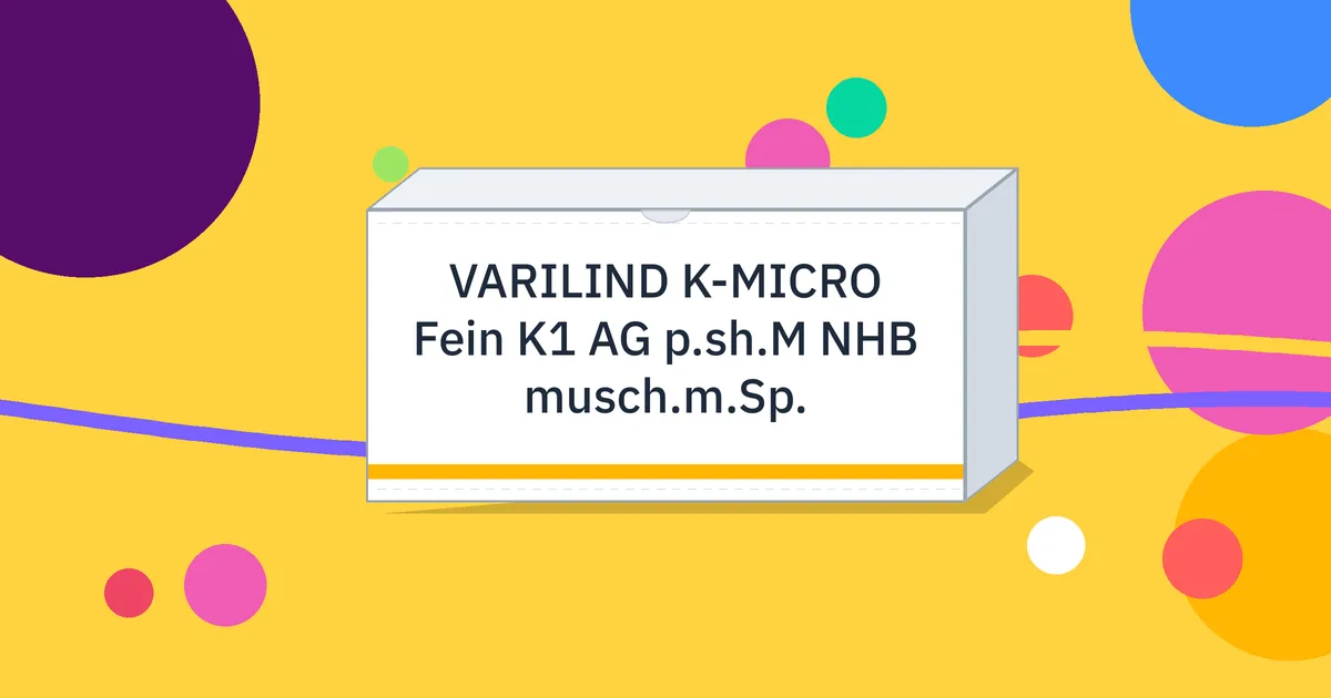 Symbolbild: Packung mit der Aufschrift VARILIND K-MICRO Fein K1 AG p.sh.M NHB musch.m.Sp. (PZN 20555585) – Verfügbarkeit und Bezug in Apotheken in Frankfurt am Main