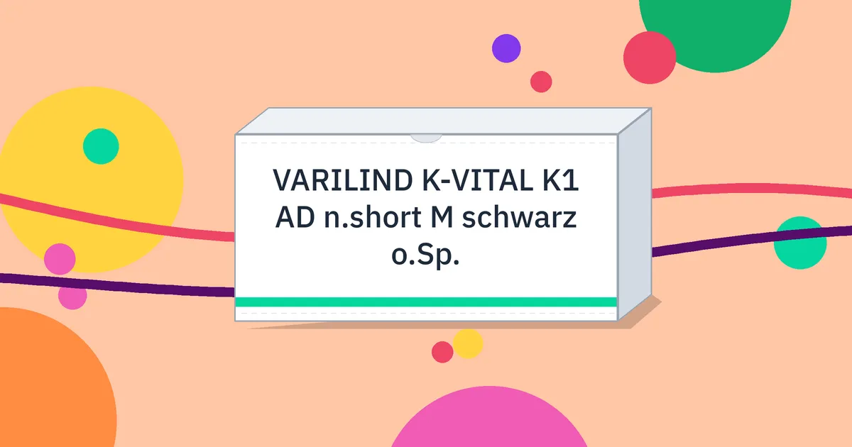 Symbolbild: Packung mit der Aufschrift VARILIND K-VITAL K1 AD n.short M schwarz o.Sp. (PZN 20566778) – Verfügbarkeit und Bezug in Apotheken in Frankfurt am Main