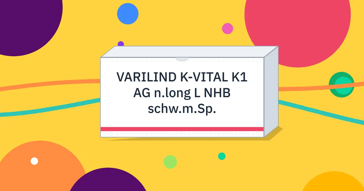 Symbolbild: Packung mit der Aufschrift VARILIND K-VITAL K1 AG n.long L NHB schw.m.Sp. (PZN 20563484) – Verfügbarkeit und Bezug in Apotheken in Frankfurt am Main