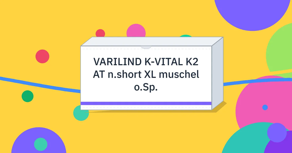 Symbolbild: Packung mit der Aufschrift VARILIND K-VITAL K2 AT n.short XL muschel o.Sp. (PZN 20562473) – Verfügbarkeit und Bezug in Apotheken in Frankfurt am Main