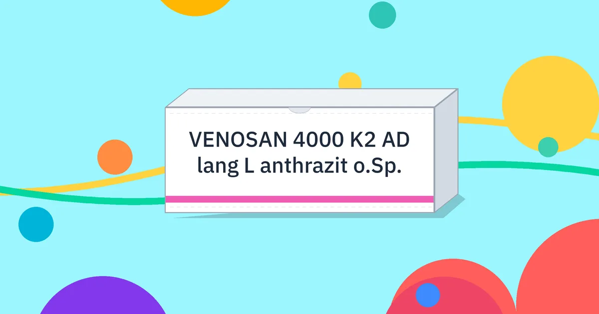 Symbolbild: Packung mit der Aufschrift VENOSAN 4000 K2 AD lang L anthrazit o.Sp. (PZN 16601486) – Verfügbarkeit und Bezug in Apotheken in Frankfurt am Main