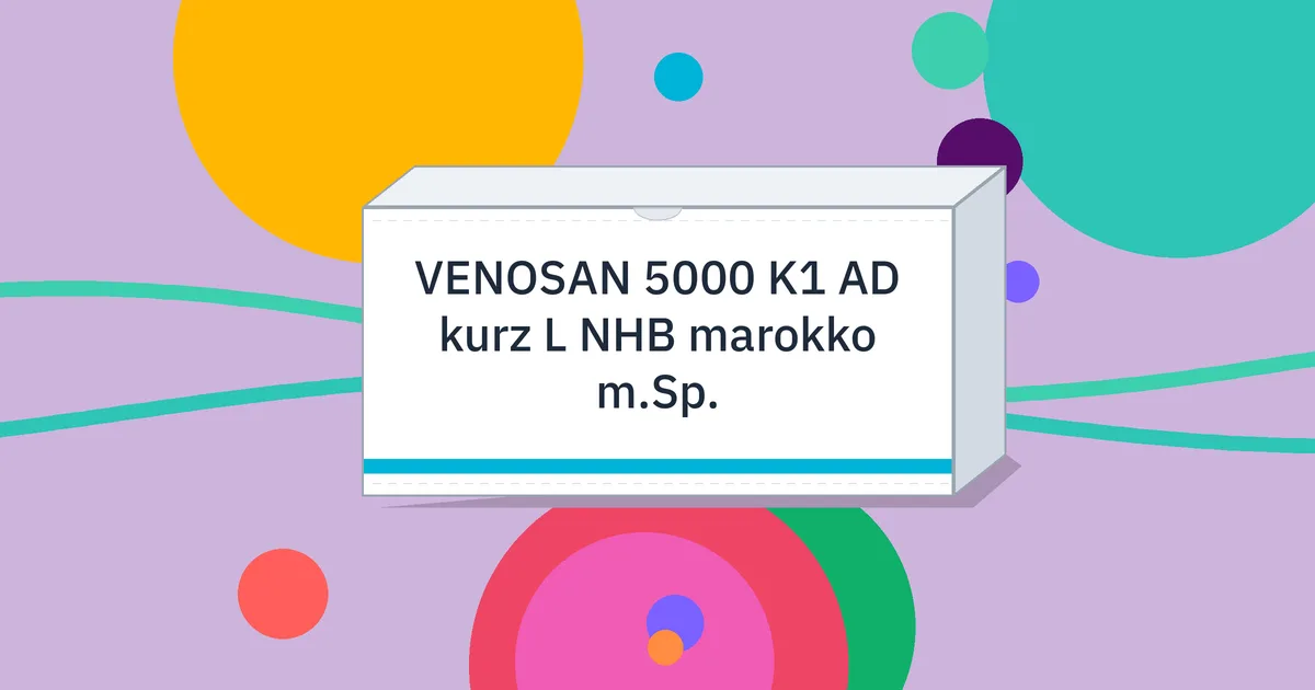 Symbolbild: Packung mit der Aufschrift VENOSAN 5000 K1 AD kurz L NHB marokko m.Sp. (PZN 14431198) – Verfügbarkeit und Bezug in Apotheken in Frankfurt am Main