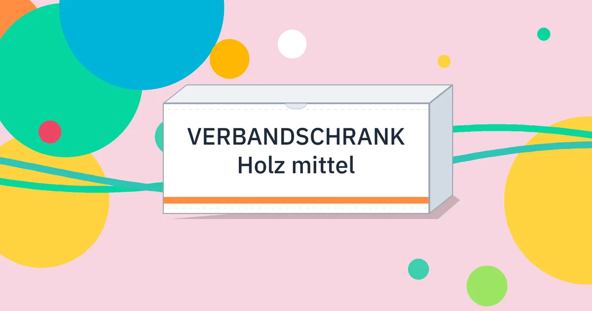 Symbolbild: Packung mit der Aufschrift VERBANDSCHRANK Holz mittel (PZN 01723634) – Verfügbarkeit und Bezug in Apotheken in Frankfurt am Main