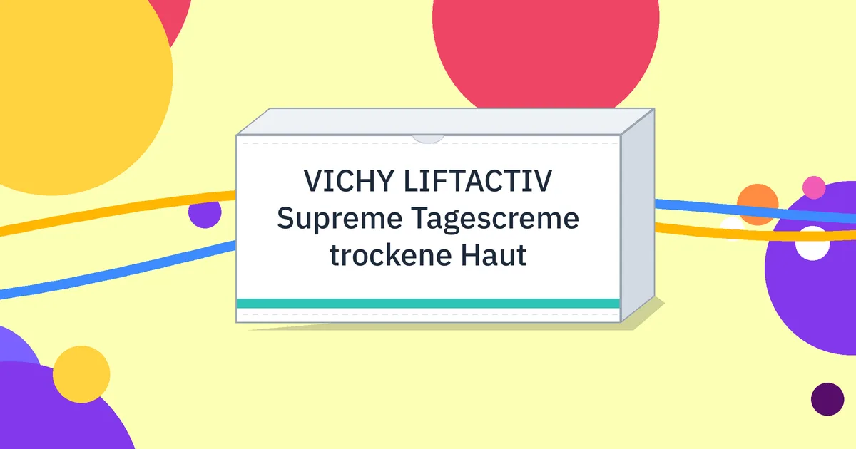 Symbolbild: Packung mit der Aufschrift VICHY LIFTACTIV Supreme Tagescreme trockene Haut (PZN 10713474) – Verfügbarkeit und Bezug in Apotheken in Frankfurt am Main