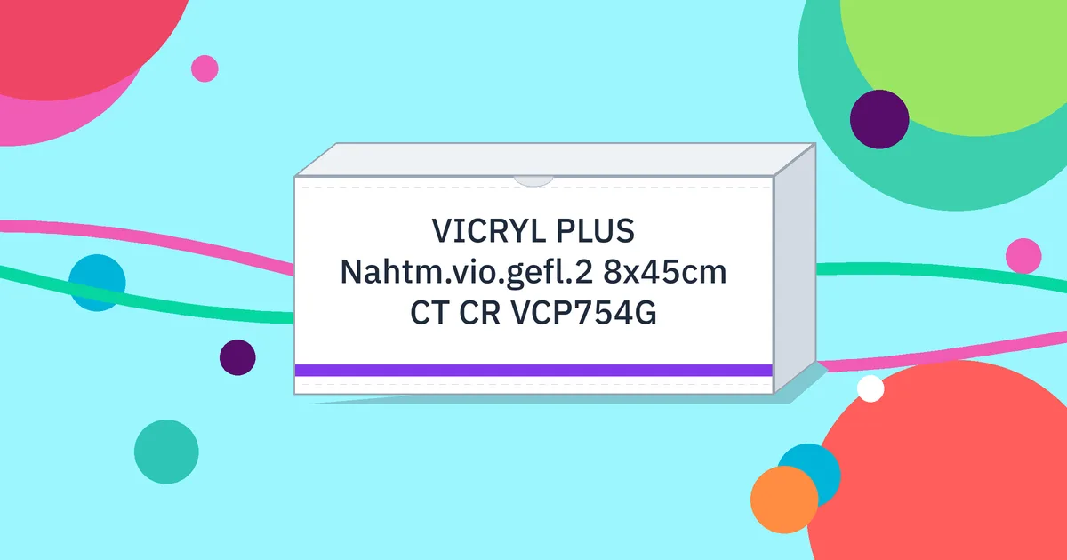 Symbolbild: Packung mit der Aufschrift VICRYL PLUS Nahtm.vio.gefl.2 8x45cm CT CR VCP754G (PZN 20897771) – Verfügbarkeit und Bezug in Apotheken in Frankfurt am Main