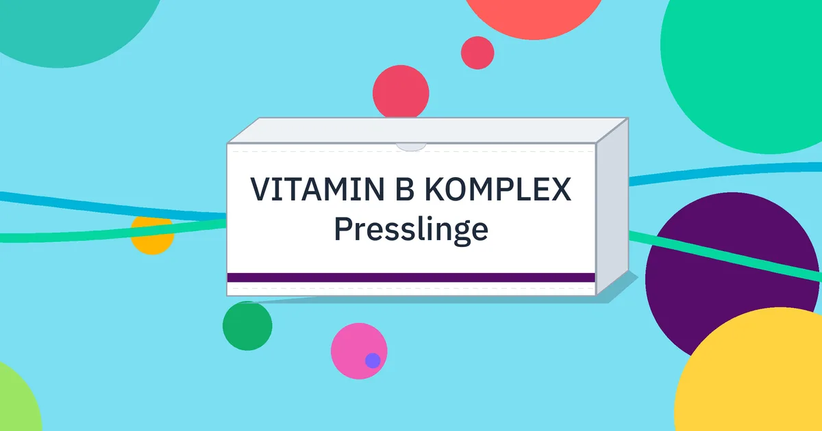Symbolbild: Packung mit der Aufschrift VITAMIN B KOMPLEX Presslinge (PZN 14040747) – Verfügbarkeit und Bezug in Apotheken in Frankfurt am Main