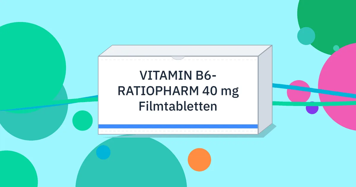 Symbolbild: Packung mit der Aufschrift VITAMIN B6-RATIOPHARM 40 mg Filmtabletten (PZN 01586077) – Verfügbarkeit und Bezug in Apotheken in Frankfurt am Main