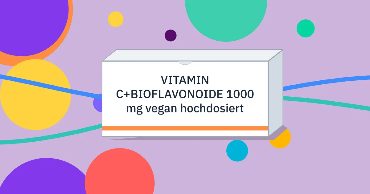 Symbolbild: Packung mit der Aufschrift VITAMIN C+BIOFLAVONOIDE 1000 mg vegan hochdosiert (PZN 18209232) – Verfügbarkeit und Bezug in Apotheken in Frankfurt am Main