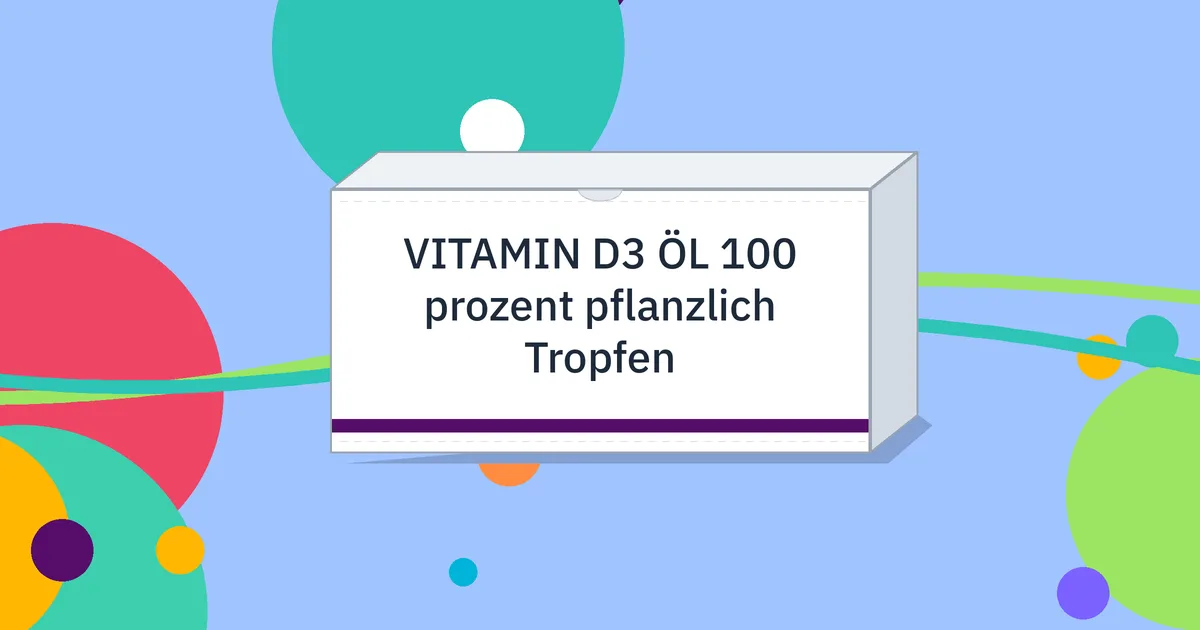 Symbolbild: Packung mit der Aufschrift VITAMIN D3 ÖL 100 prozent pflanzlich Tropfen (PZN 18131381) – Verfügbarkeit und Bezug in Apotheken in Frankfurt am Main