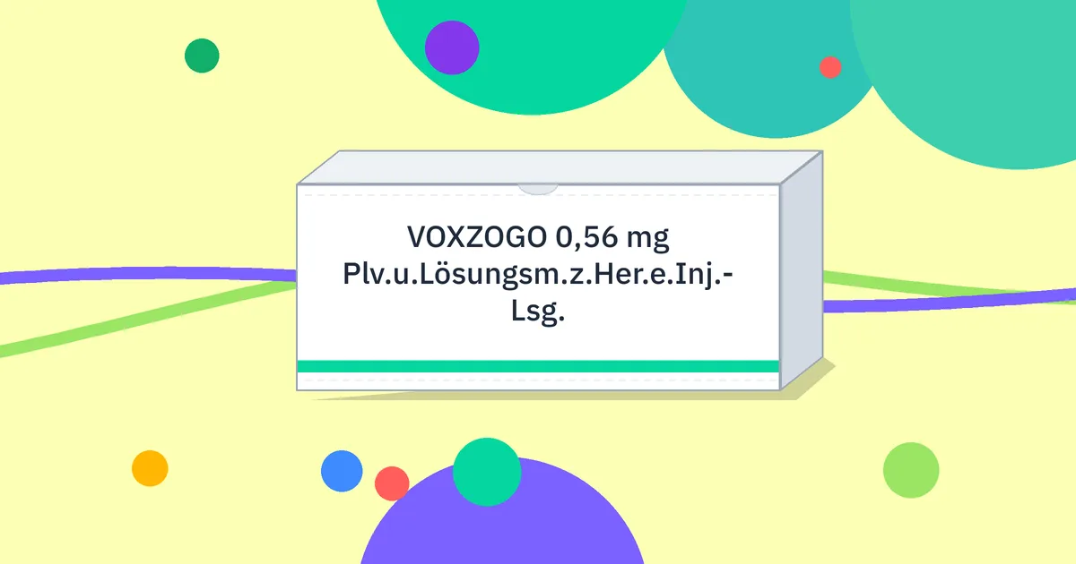 Symbolbild: Packung mit der Aufschrift VOXZOGO 0,56 mg Plv.u.Lösungsm.z.Her.e.Inj.-Lsg. (PZN 17525994) – Verfügbarkeit und Bezug in Apotheken in Frankfurt am Main