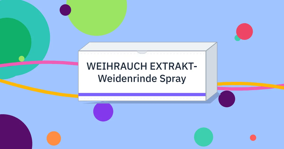 Symbolbild: Packung mit der Aufschrift WEIHRAUCH EXTRAKT-Weidenrinde Spray (PZN 18396932) – Verfügbarkeit und Bezug in Apotheken in Frankfurt am Main