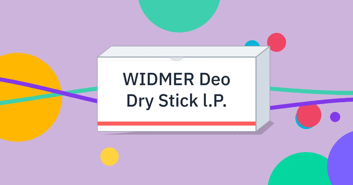 Symbolbild: Packung mit der Aufschrift WIDMER Deo Dry Stick l.P. (PZN 09949214) – Verfügbarkeit und Bezug in Apotheken in Frankfurt am Main