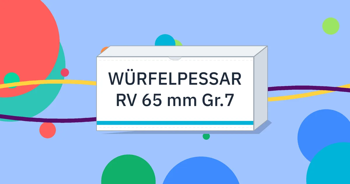 Symbolbild: Packung mit der Aufschrift WÜRFELPESSAR RV 65 mm Gr.7 (PZN 07285796) – Verfügbarkeit und Bezug in Apotheken in Frankfurt am Main