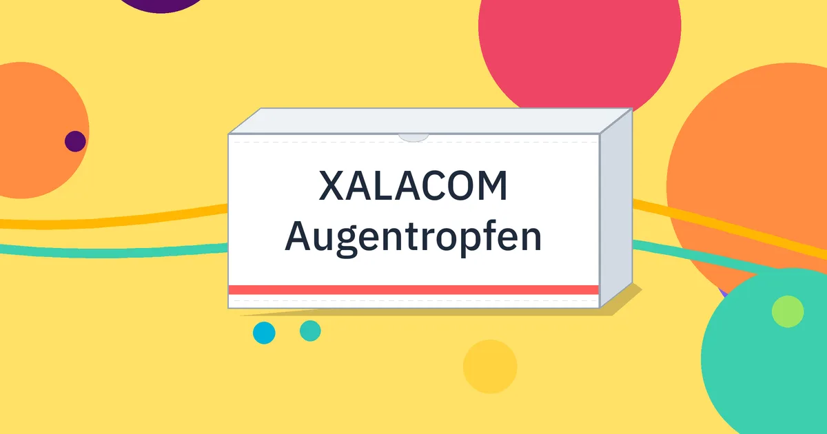 Symbolbild: Packung mit der Aufschrift XALACOM Augentropfen (PZN 09542903) – Verfügbarkeit und Bezug in Apotheken in Frankfurt am Main