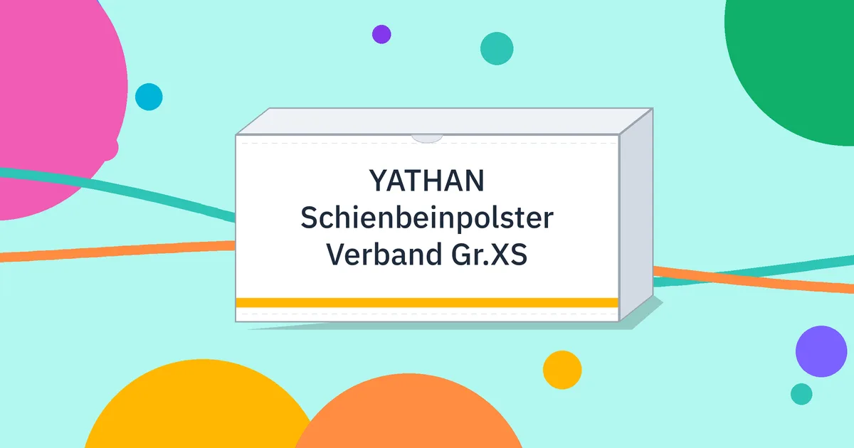 Symbolbild: Packung mit der Aufschrift YATHAN Schienbeinpolster Verband Gr.XS (PZN 13870889) – Verfügbarkeit und Bezug in Apotheken in Frankfurt am Main