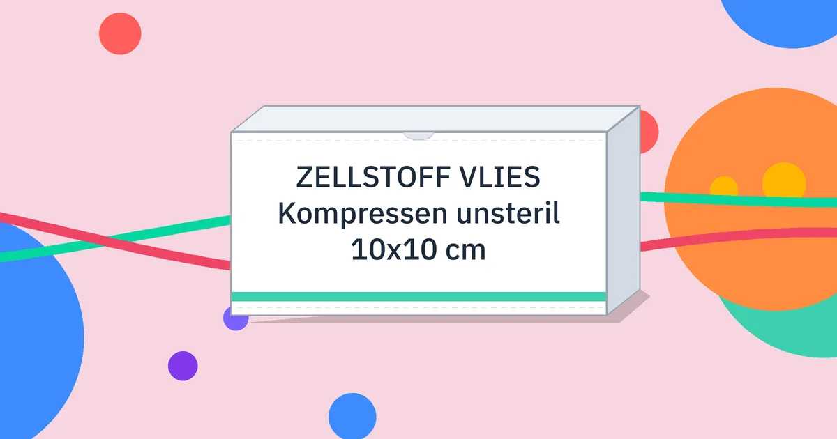 Symbolbild: Packung mit der Aufschrift ZELLSTOFF VLIES Kompressen unsteril 10x10 cm (PZN 04096534) – Verfügbarkeit und Bezug in Apotheken in Frankfurt am Main