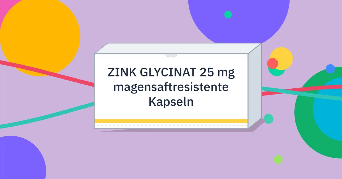 Symbolbild: Packung mit der Aufschrift ZINK GLYCINAT 25 mg magensaftresistente Kapseln (PZN 20576067) – Verfügbarkeit und Bezug in Apotheken in Frankfurt am Main