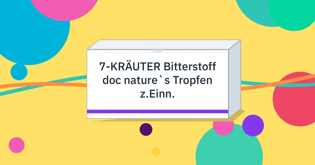 Symbolbild: Packung mit der Aufschrift 7-KRÄUTER Bitterstoff doc nature`s Tropfen z.Einn. (PZN 20892360) – Verfügbarkeit und Bezug in Apotheken in Frankfurt am Main