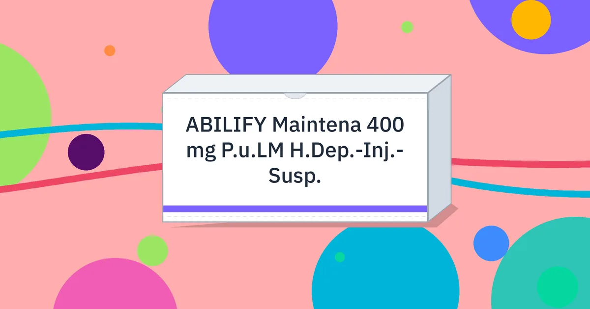 Symbolbild: Packung mit der Aufschrift ABILIFY Maintena 400 mg P.u.LM H.Dep.-Inj.-Susp. (PZN 11161054) – Verfügbarkeit und Bezug in Apotheken in Frankfurt am Main