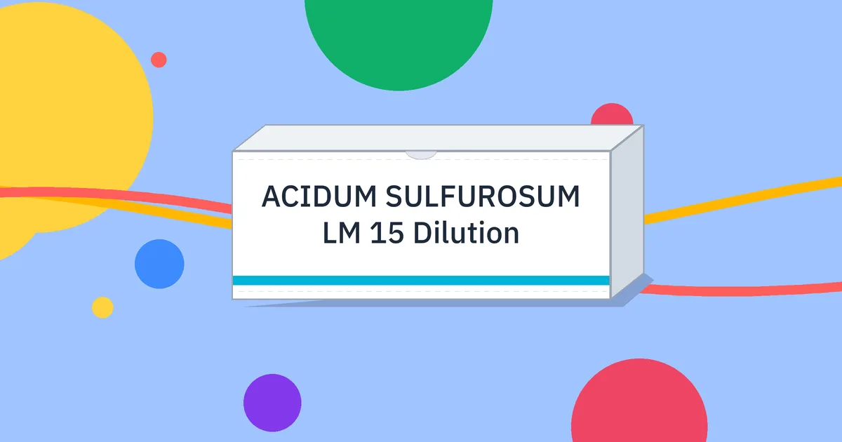 Symbolbild: Packung mit der Aufschrift ACIDUM SULFUROSUM LM 15 Dilution (PZN 13284890) – Verfügbarkeit und Bezug in Apotheken in Frankfurt am Main