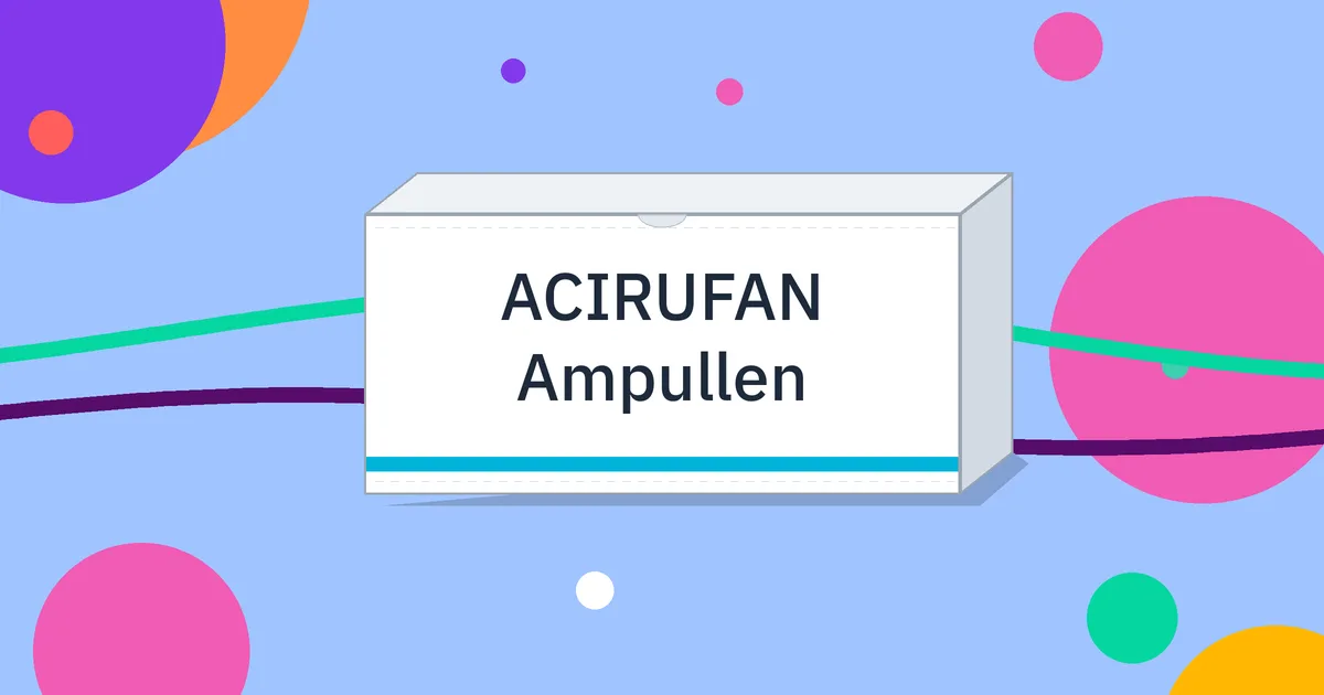 Symbolbild: Packung mit der Aufschrift ACIRUFAN Ampullen (PZN 11102896) – Verfügbarkeit und Bezug in Apotheken in Frankfurt am Main