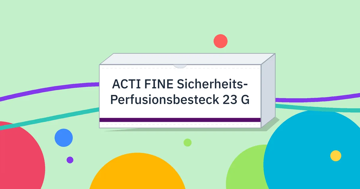 Symbolbild: Packung mit der Aufschrift ACTI FINE Sicherheits-Perfusionsbesteck 23 G (PZN 12668772) – Verfügbarkeit und Bezug in Apotheken in Frankfurt am Main
