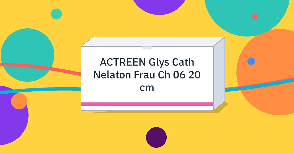 Symbolbild: Packung mit der Aufschrift ACTREEN Glys Cath Nelaton Frau Ch 06 20 cm (PZN 00577165) – Verfügbarkeit und Bezug in Apotheken in Frankfurt am Main