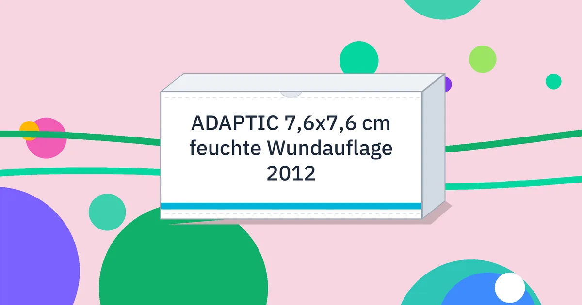 Symbolbild: Packung mit der Aufschrift ADAPTIC 7,6x7,6 cm feuchte Wundauflage 2012 (PZN 03302150) – Verfügbarkeit und Bezug in Apotheken in Frankfurt am Main