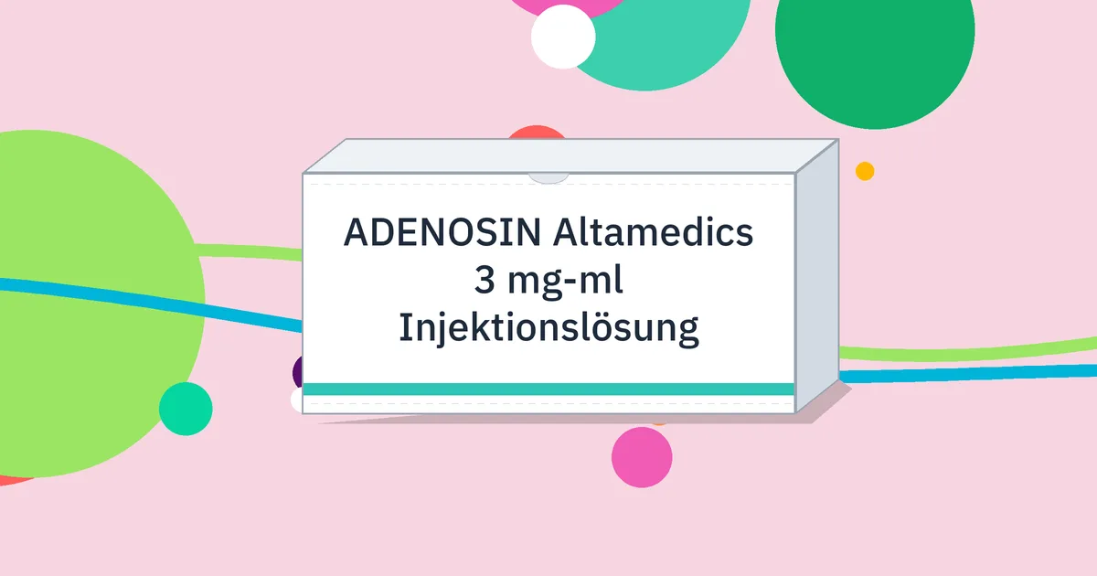 Symbolbild: Packung mit der Aufschrift ADENOSIN Altamedics 3 mg-ml Injektionslösung (PZN 10123790) – Verfügbarkeit und Bezug in Apotheken in Frankfurt am Main